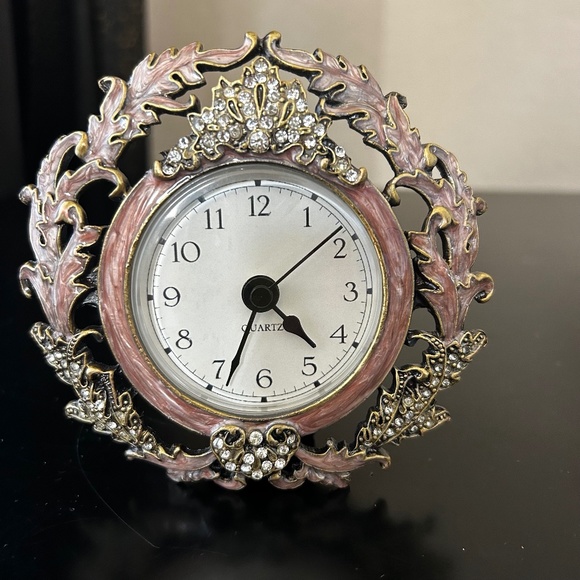 Accents | Decorative Mini Table Clock Glam Metal Analog Clock Quartz ...